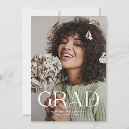 Elegant Grad Overlay Text Graduation Announcement | Zazzle