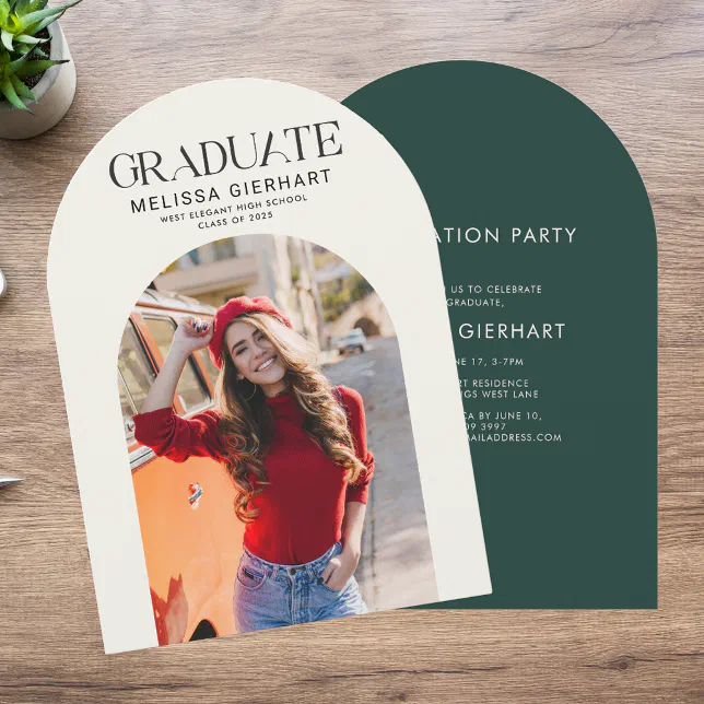 Elegant Grad Photo 2025 College Graduation Party Invitation | Zazzle