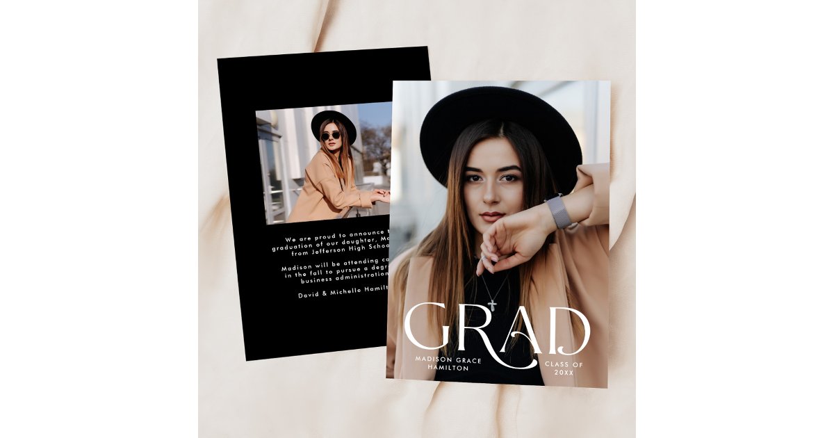 Elegant Grad Photo Graduation Announcement | Zazzle
