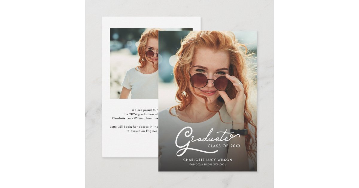 Elegant Grad Photos Graduation Announcement | Zazzle
