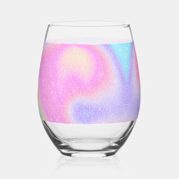 Elegant Gradient Glitter Swirl Holographic Stemless Wine Glass | Zazzle