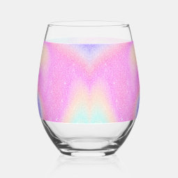 Elegant Gradient Glitter Swirl Holographic Stemless Wine Glass | Zazzle