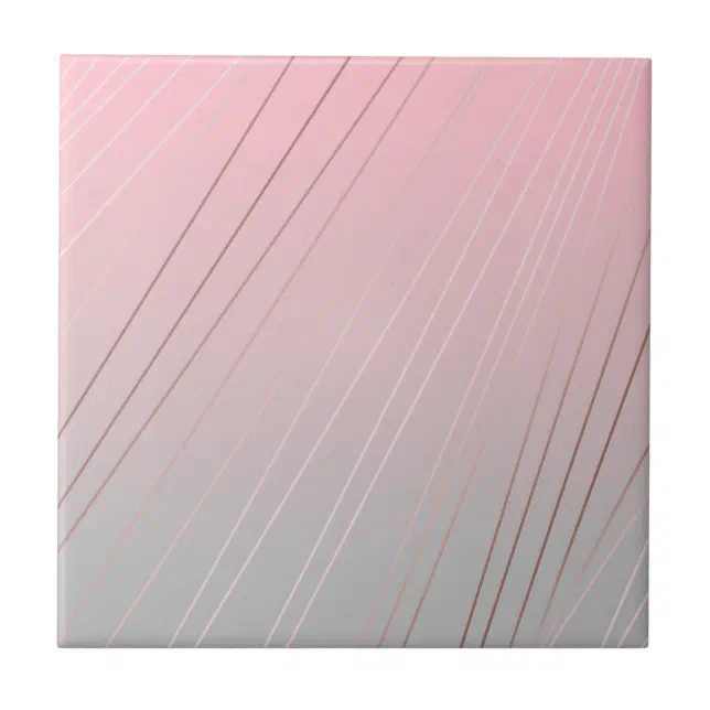 Elegant gradient pink grey pattern rose gold ceramic tile | Zazzle