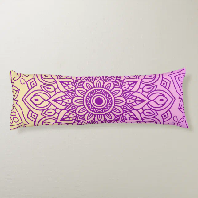 Elegant Gradient Purple Peach Mandala Pattern Body Pillow | Zazzle