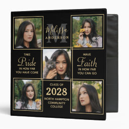 Elegant Graduate 5 Photo Black Graduation Album 3 3 Ring Binder | Zazzle