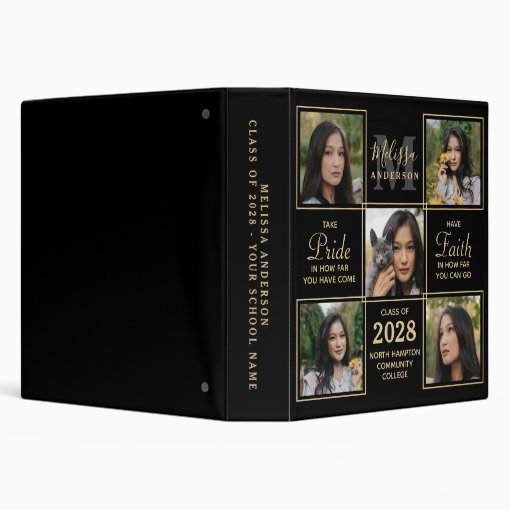 Elegant Graduate 5 Photo Black Graduation Album 3 3 Ring Binder | Zazzle