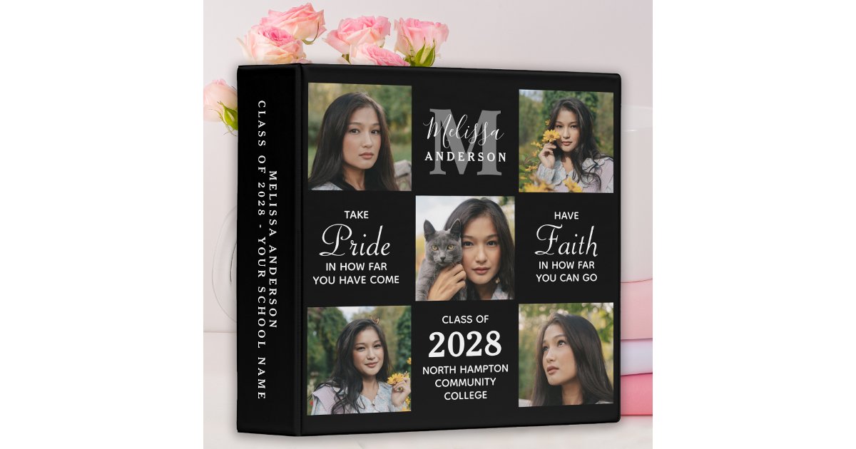 Elegant Graduate 5 Photo Scrapbook Graduation 3 Ring Binder | Zazzle