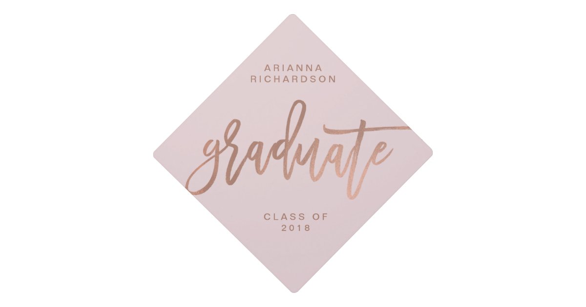 Elegant Graduate | Blush Pink and Faux Rose Gold Graduation Cap Topper ...