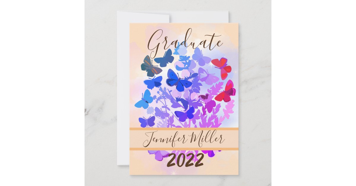 Elegant Graduate Butterfly Graduation Party Invitation | Zazzle
