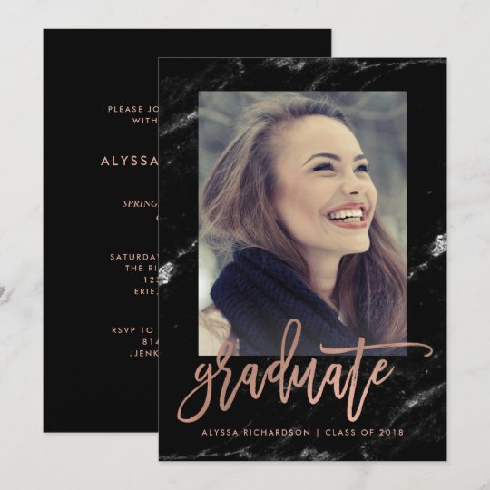 Elegant Graduate | Marble 2018 Photo Grad Party Invitation | Zazzle.com