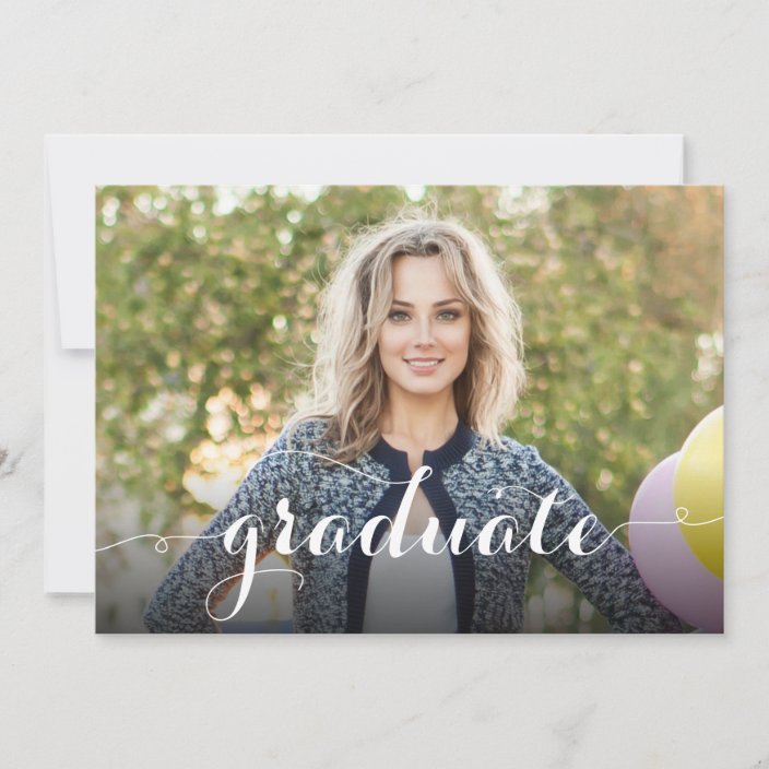 Elegant Graduate Modern Script 4 Photo Graduation Announcement | Zazzle.com