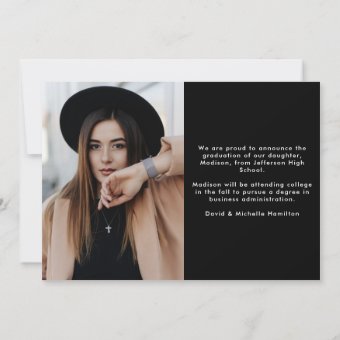 Elegant Graduate Photo Graduation Announcement | Zazzle