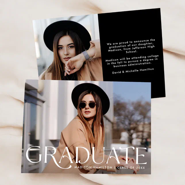 Elegant Graduate Photo Graduation Announcement | Zazzle