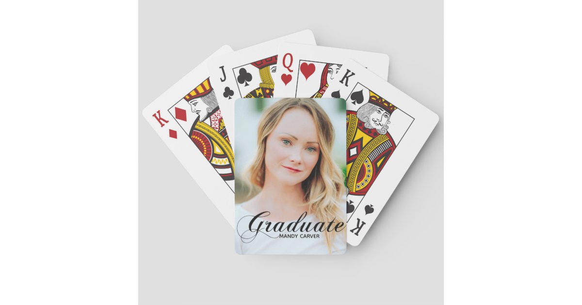 Elegant Graduate Photo Personalized Graduation Poker Cards | Zazzle