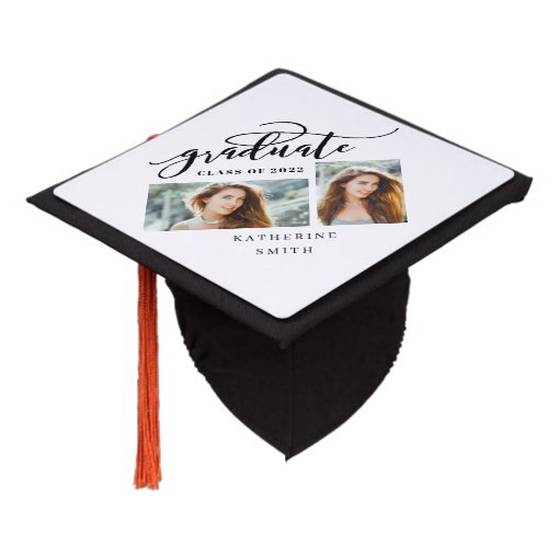 Elegant Graduate Script 2 Photo Collage Graduation Graduation Cap ...