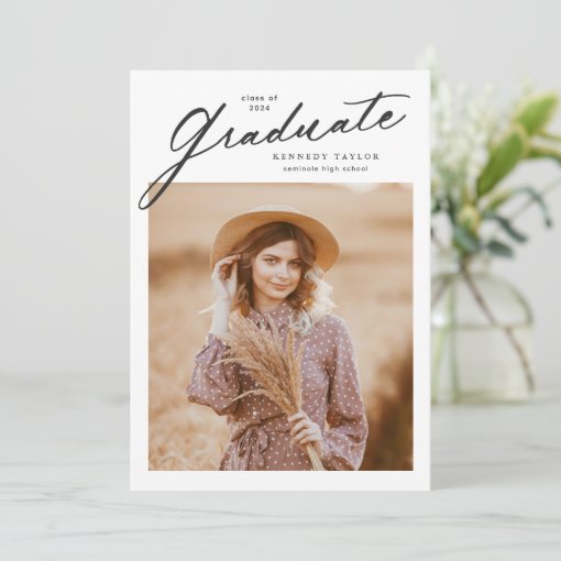 Elegant Graduate Script Photo Graduation Invitation | Zazzle