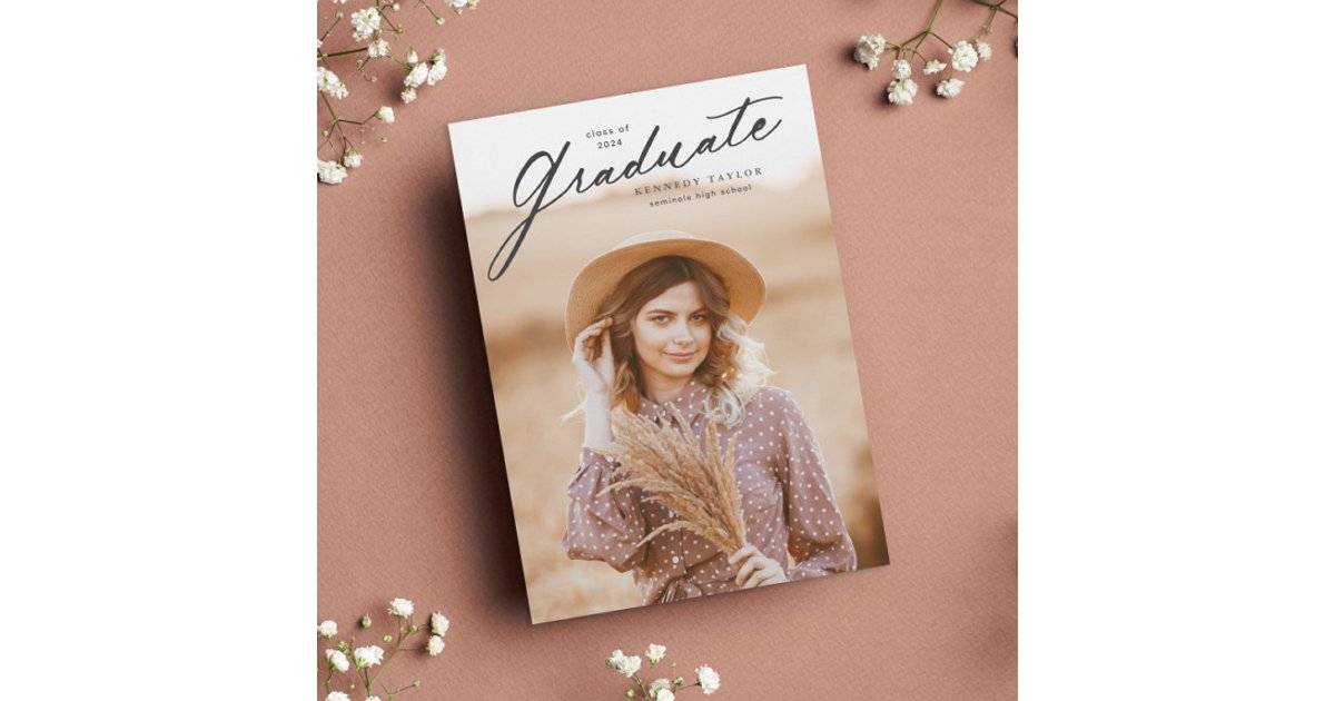 Elegant Graduate Script Photo Graduation Invitation | Zazzle