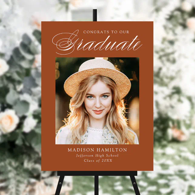 Elegant Graduate Terracotta Photo Graduation Foam Board | Zazzle