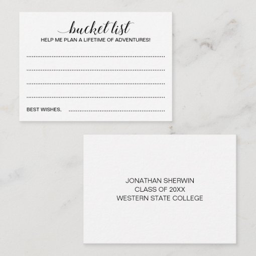 Elegant Graduation Bucket List Ideas Guest Book Advice Card | Zazzle