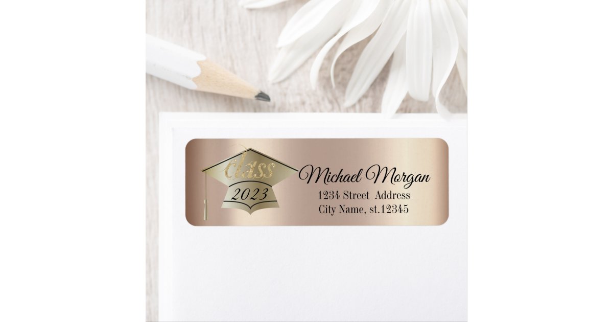 Elegant Graduation Cap Cooper Label | Zazzle