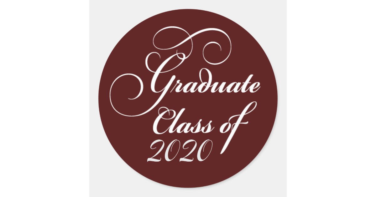 Elegant Graduation Class of 2020 Red Thank You Classic Round Sticker ...