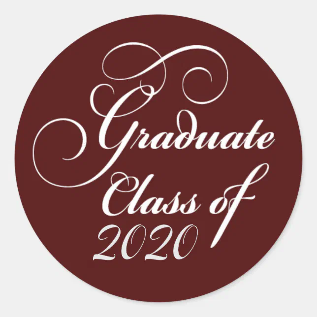 Elegant Graduation Class of 2020 Red Thank You Classic Round Sticker ...
