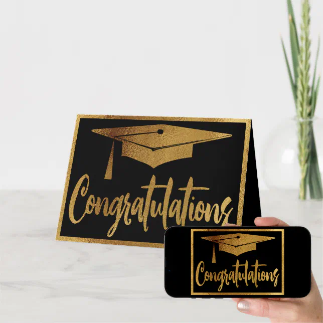Elegant Graduation Congratulations Faux Gold Card | Zazzle