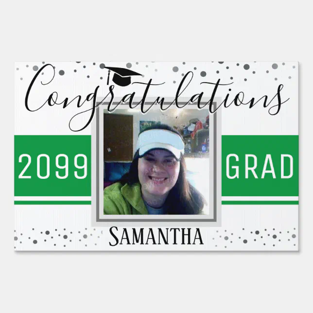 Elegant Graduation Congratulations Photo Green Sign | Zazzle