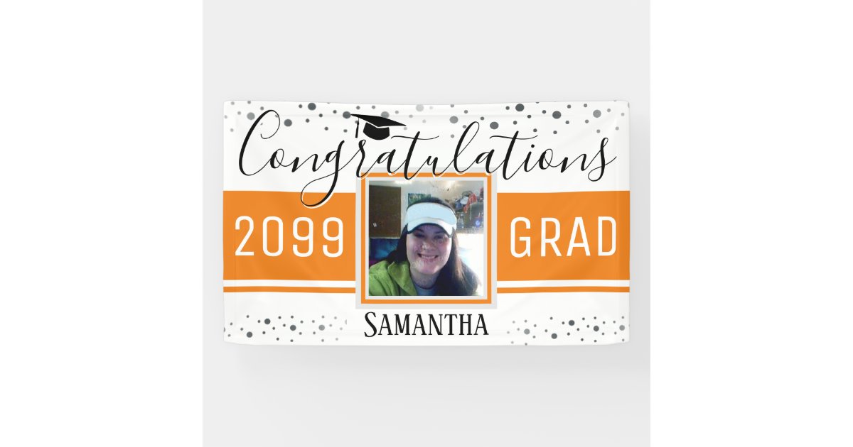 Elegant Graduation Congratulations Photo Orange Banner | Zazzle