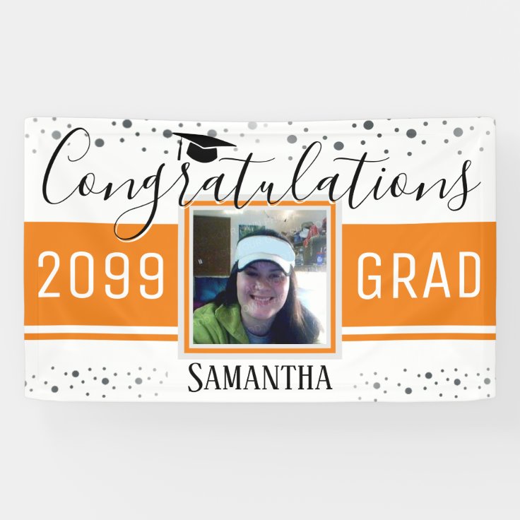 Elegant Graduation Congratulations Photo Orange Banner | Zazzle