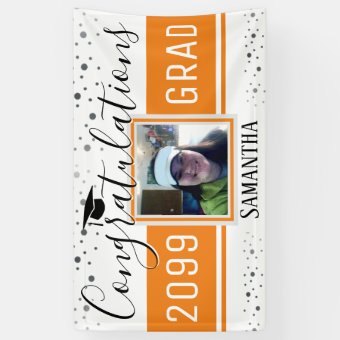 Elegant Graduation Congratulations Photo Orange Banner | Zazzle