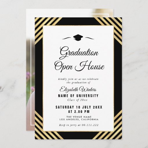 Elegant graduation open house party invitation | Zazzle