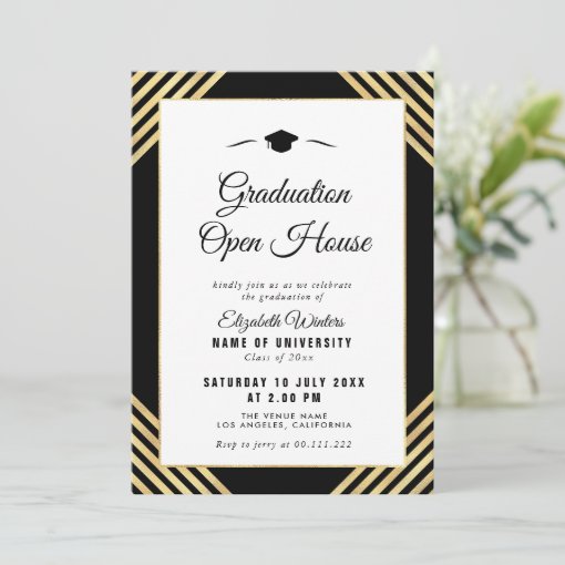 Elegant graduation open house party invitation | Zazzle