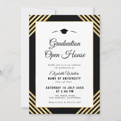 Elegant graduation open house party invitation | Zazzle