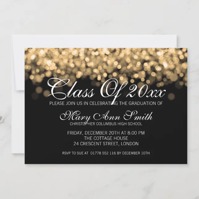 Elegant Graduation Party Gold Lights Invitation | Zazzle