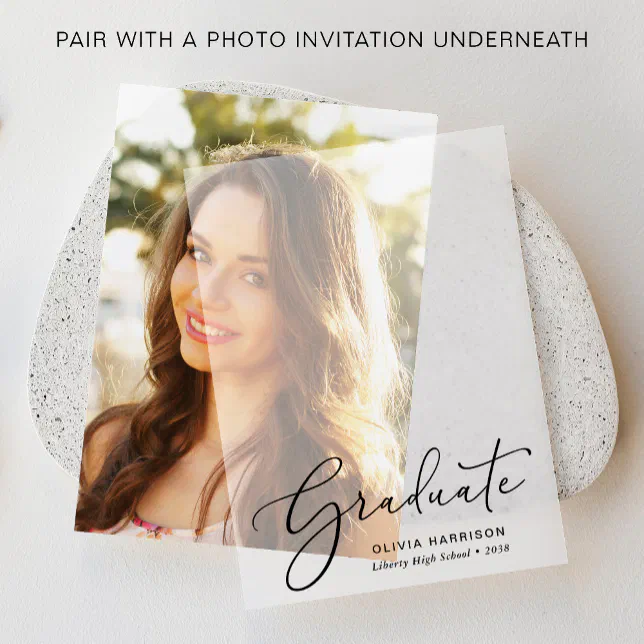 Elegant Graduation Party Overlay Vellum Invitations | Zazzle