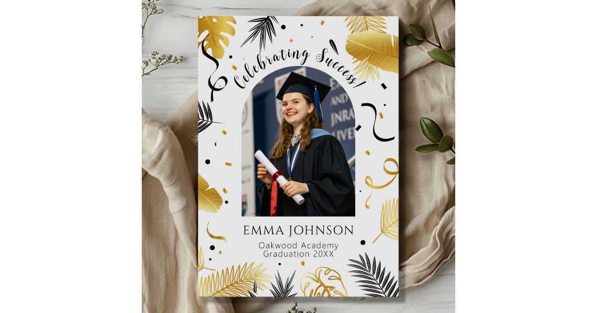 Elegant Graduation Party Photo Collage Invitation | Zazzle