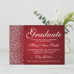 Elegant Graduation Party Sparkle Red Invitation | Zazzle