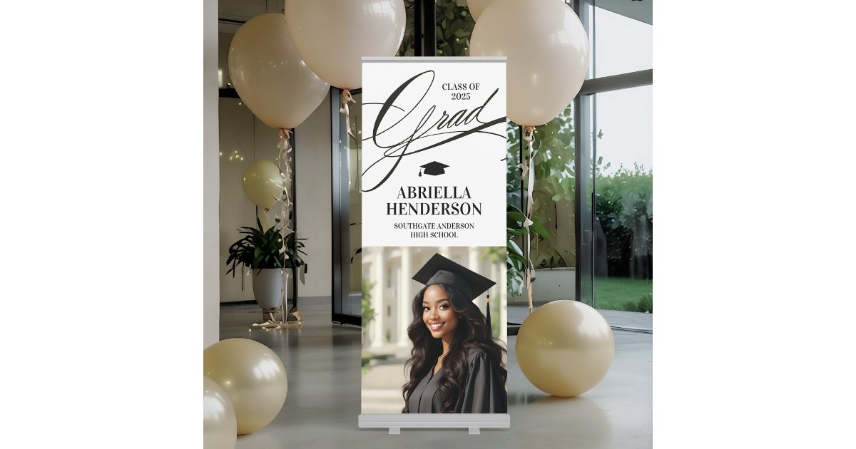 Elegant Graduation Vertical Retractable Banner | Zazzle