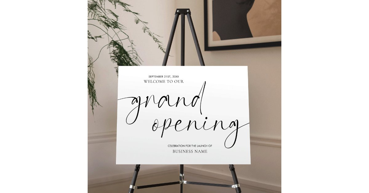 Elegant Grand Opening Calligraphy Welcome Sign | Zazzle