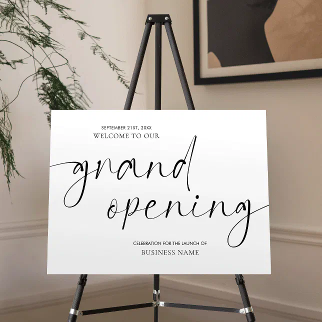 Elegant Grand Opening Calligraphy Welcome Sign | Zazzle