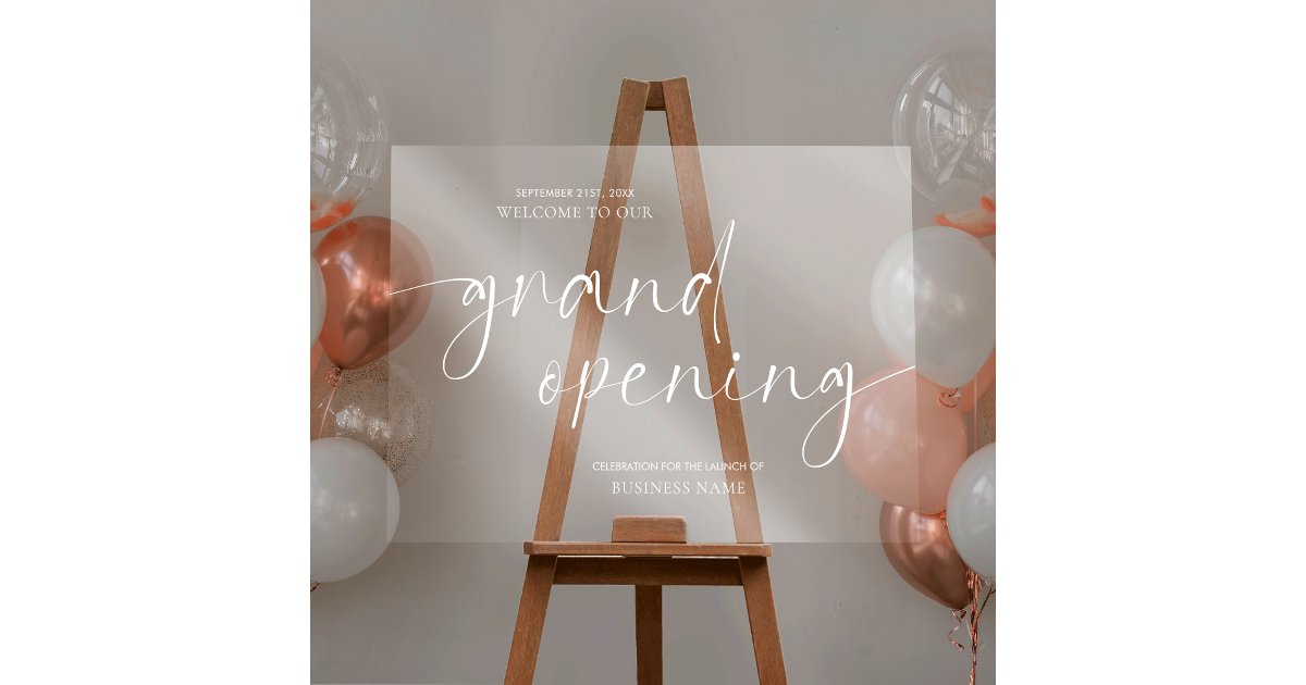 Elegant Grand Opening Transparent Welcome Acrylic Sign | Zazzle
