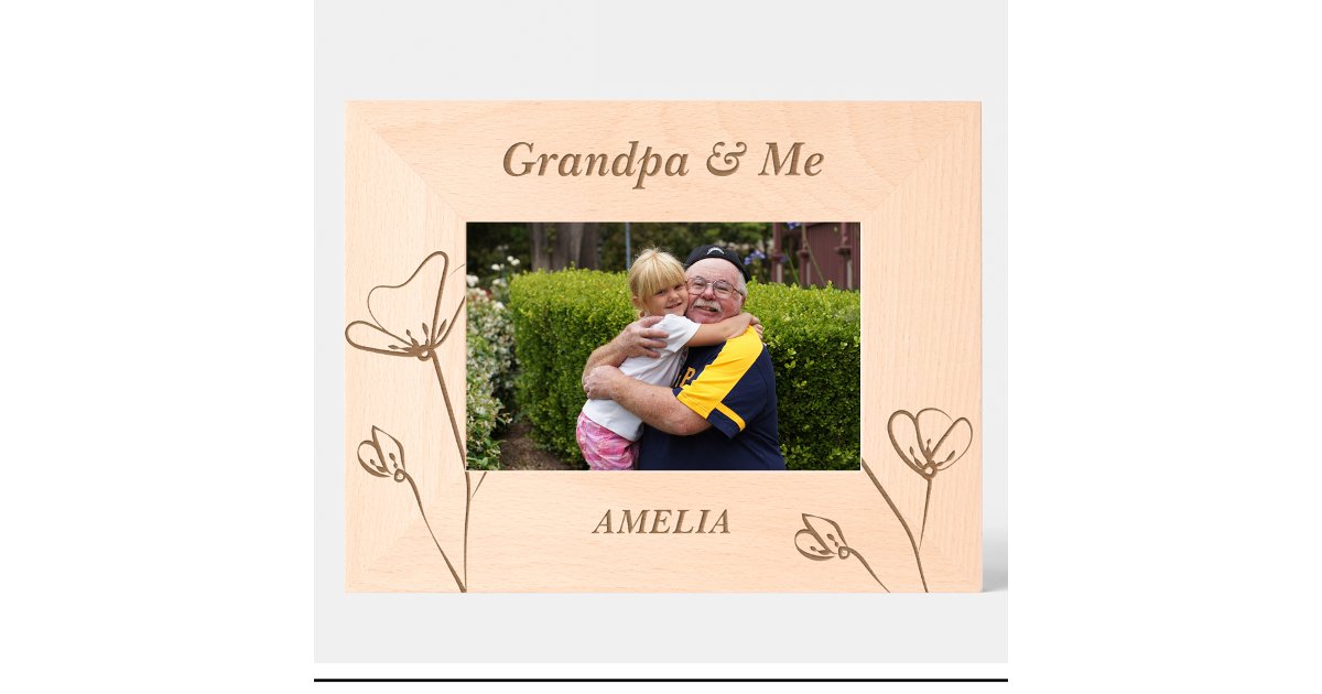 Elegant Grandpa Flowers Custom Wood Frames | Zazzle