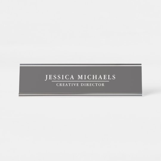 Elegant Gray and White Desk Name Plate | Zazzle.com