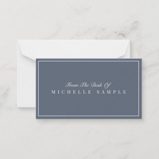 Elegant Gray Blue Modern Personalized Office Name Note Card | Zazzle