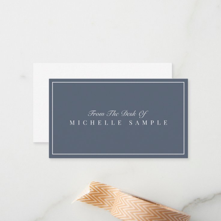 Elegant Gray Blue Modern Personalized Office Name Note Card | Zazzle