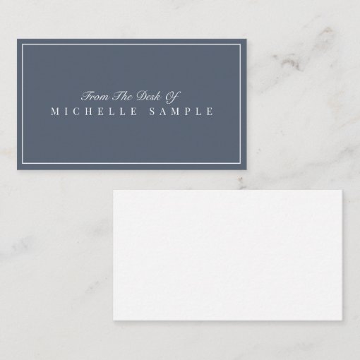 Elegant Gray Blue Modern Personalized Office Name Note Card | Zazzle