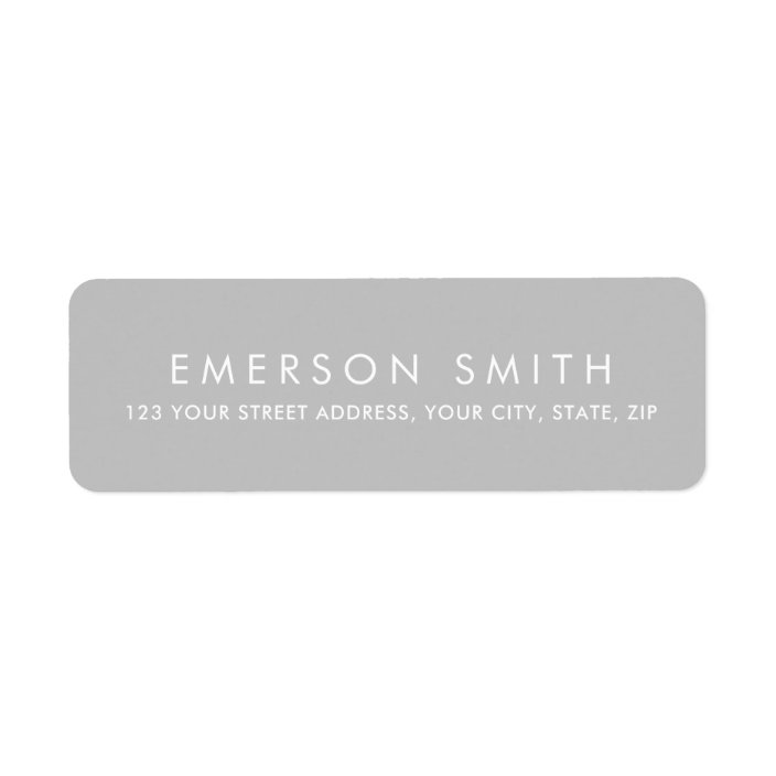 Elegant gray minimalist white return address label | Zazzle.com