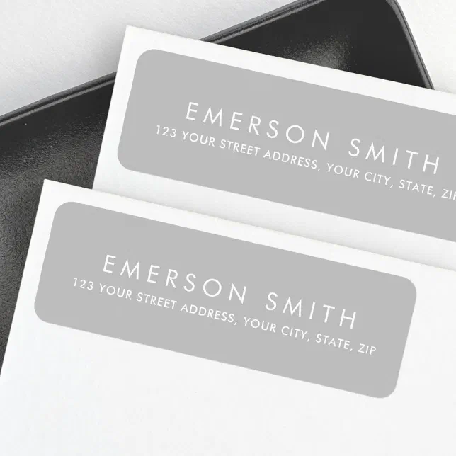 Elegant gray minimalist white return address label | Zazzle