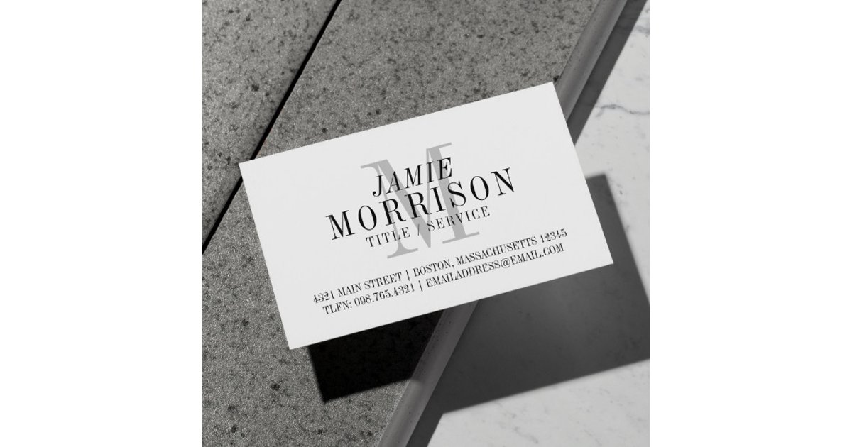 Elegant Gray Monogram Professional Business Card | Zazzle